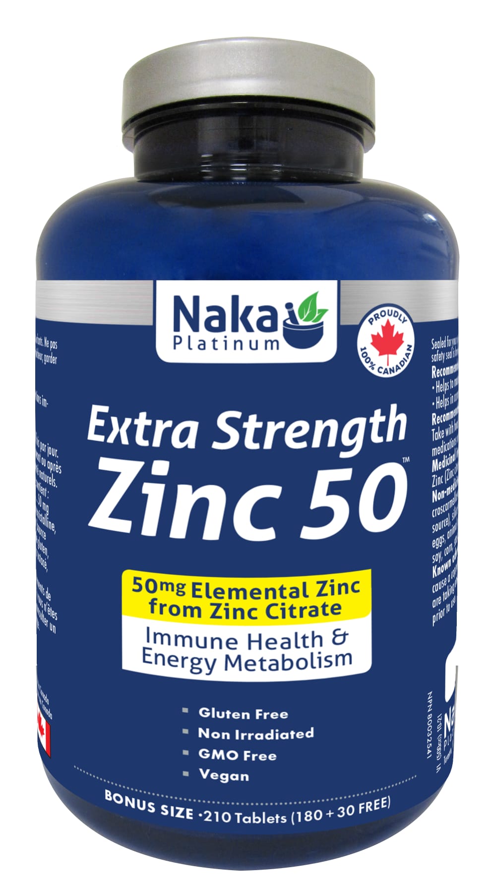 Naka Platinum Zinc Citrate Extra Strength 50mg 180+30 Tablets — Let's ...